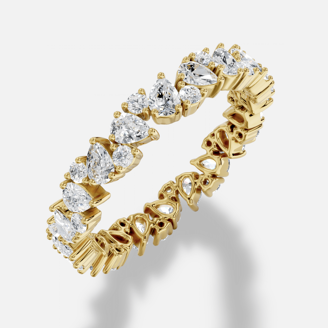 Pear Full Coverage Diamond Ring in 18K Yellow Gold – velagem.com